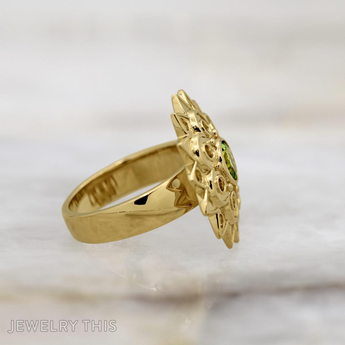 Peridot Flower Ring » JewelryThis - Custom Jewelry