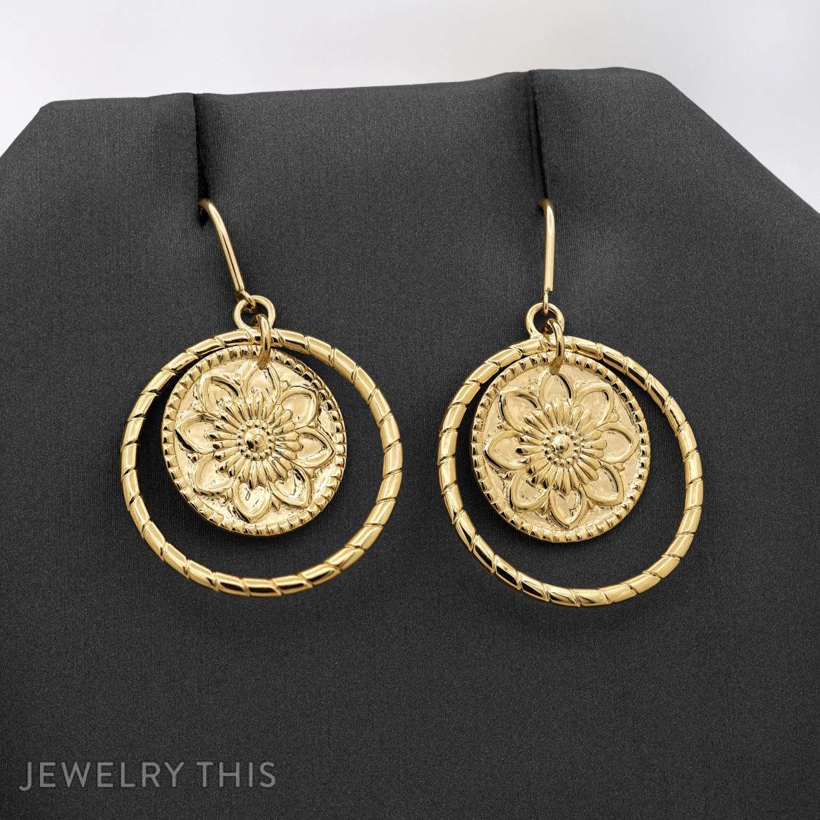 Floral Disk And Hoop Earrings Recreated » JewelryThis - Custom Jewelry