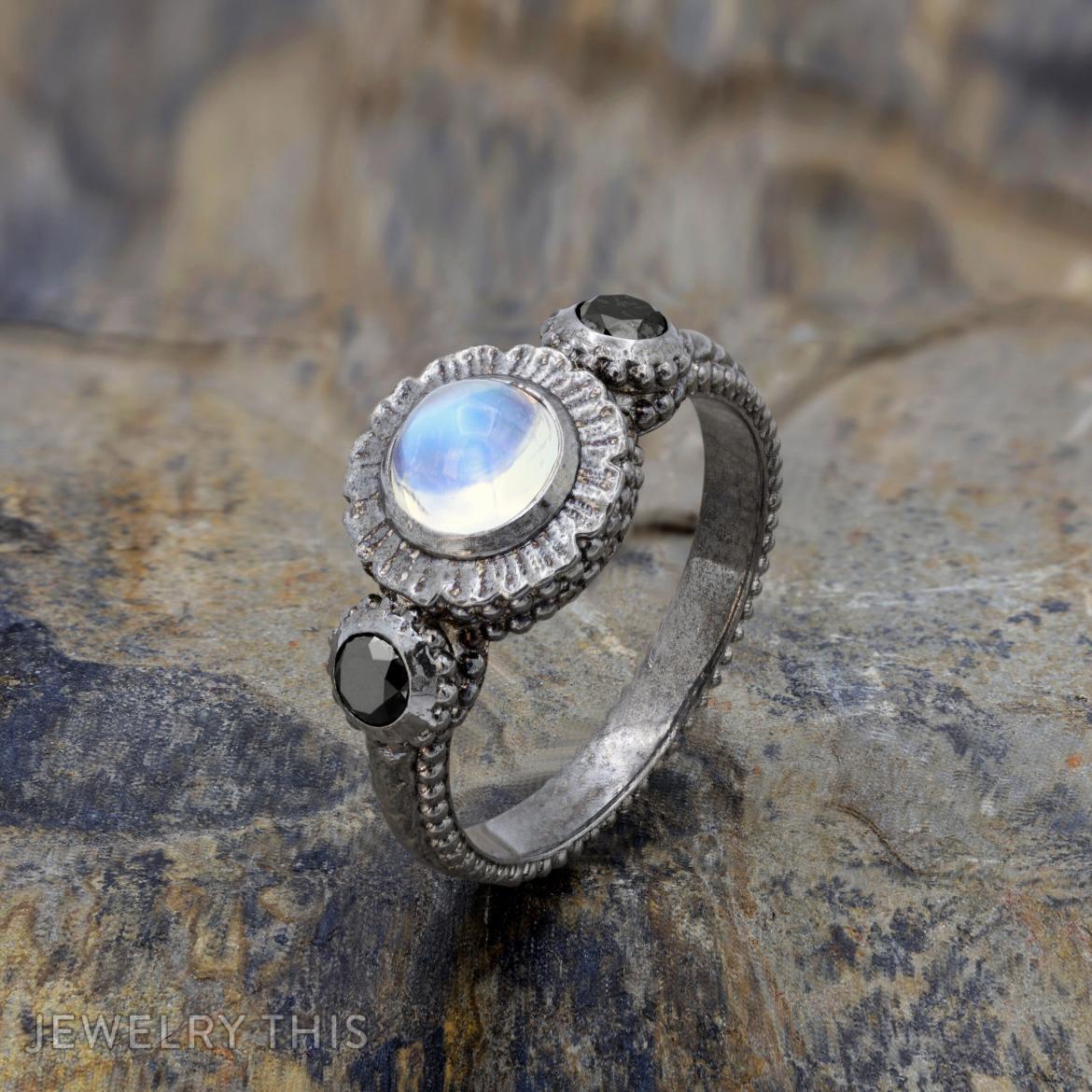 Mystical Dark Souls Gothic Moonstone Ring » JewelryThis - Custom Jewelry