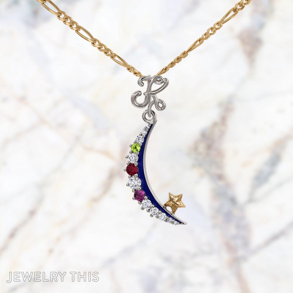 Family Crescent Moon Pendant » JewelryThis - Custom Jewelry